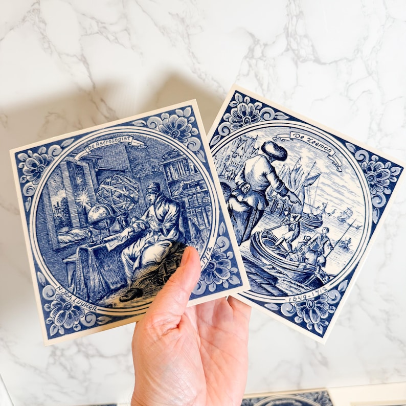 Choice of Vintage Delft Tiles: Jan Luyken Dutch Art, Handpainted in ...