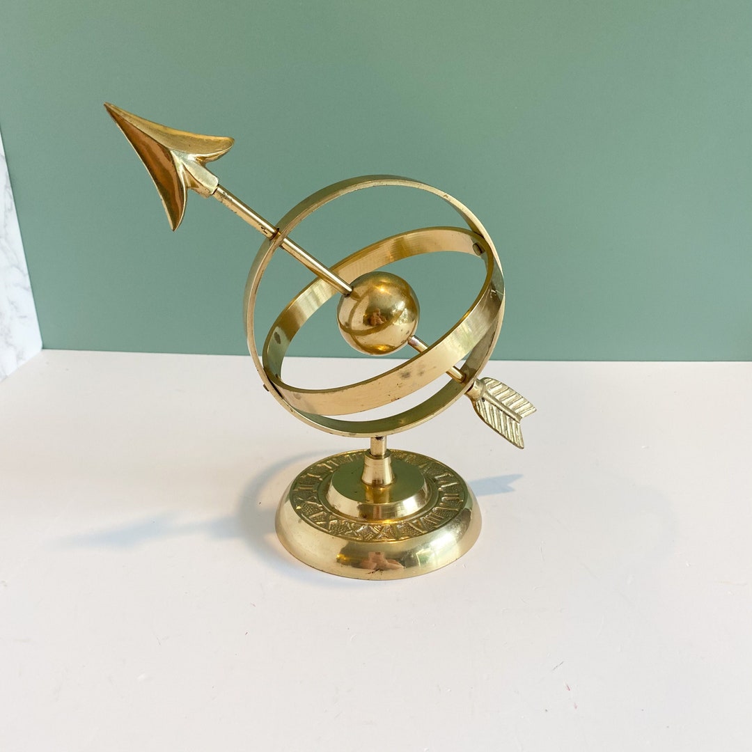 Vintage Brass Armillary, Sphere With Arrow, Nautical Maritime Astrolabe ...