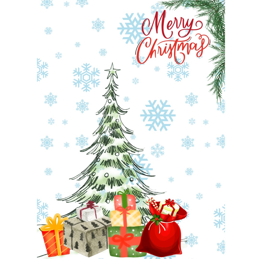 Printable Christmas Greeting Card Instant Download 7x5 Inch Card for ...