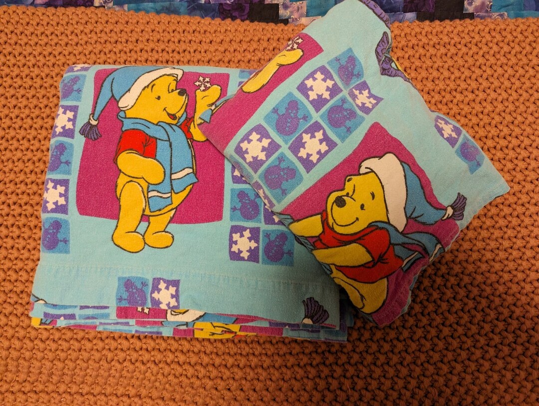 Vintage Disney Winnie the Pooh Winter Scene Flannel Twin Sheet Set - Etsy