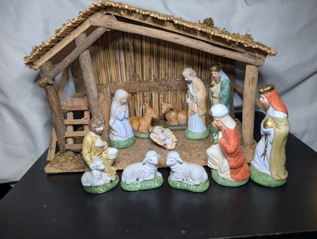 Vintage Sears Nativity Set 11 Pieces and Stable 97930 - Etsy