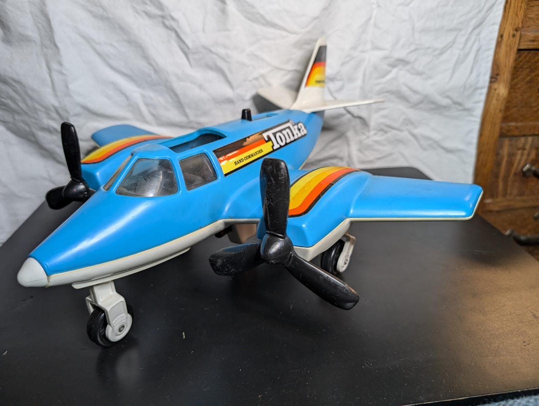 Vintage 1979 Tonka Hand Command Turbo Prop Plane Blue READ - Etsy