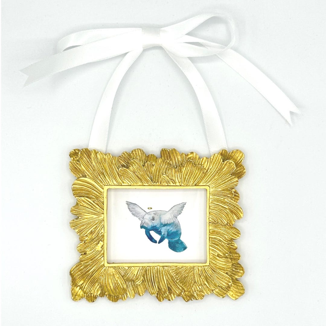 Spiritual Gifts, Manatee Art, Gold Frame Art, Coastal Christmas ...