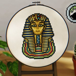 Cross Stitch Pattern - Tutankhamun Gold Mask - Egyptian Pharaoh - PDF ...