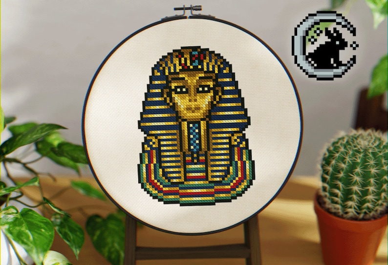 Cross Stitch Pattern - Tutankhamun Gold Mask - Egyptian Pharaoh - PDF ...