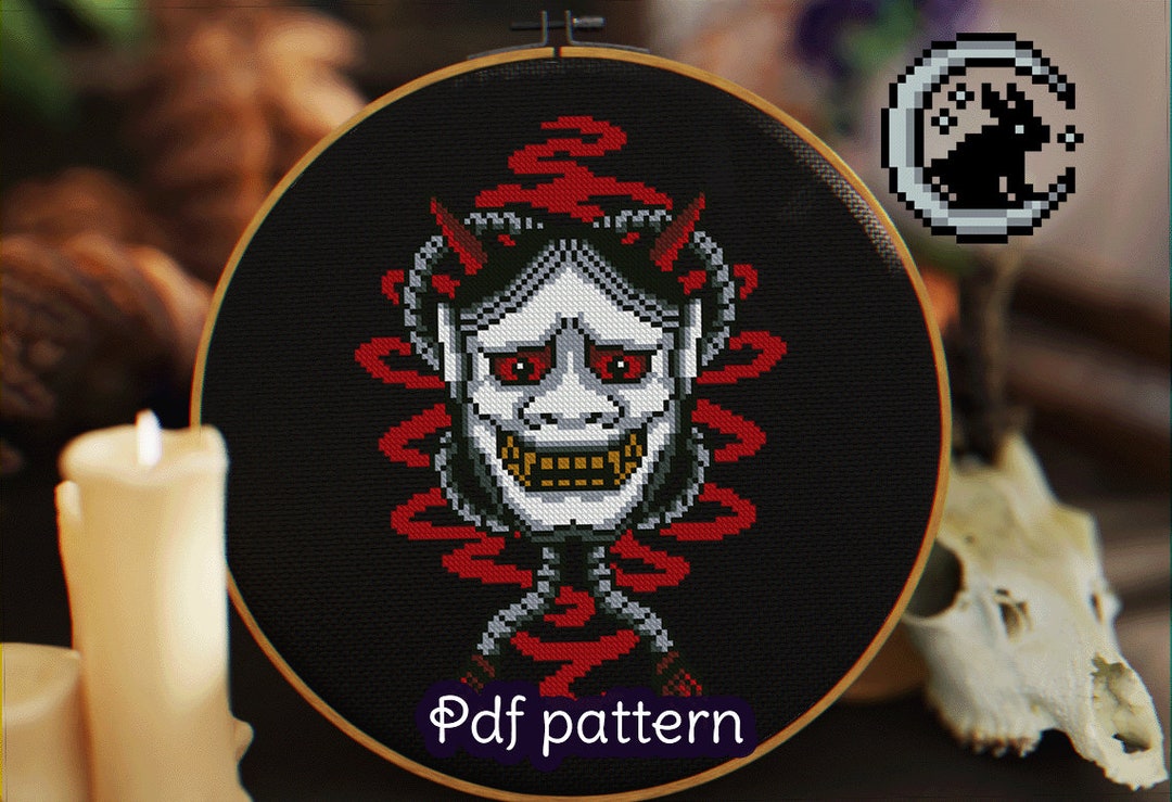 Hannya Mask - Cross Stitch Pattern - PDF Download - Etsy