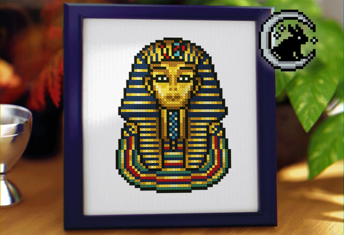 Cross Stitch Pattern - Tutankhamun Gold Mask - Egyptian Pharaoh - PDF ...
