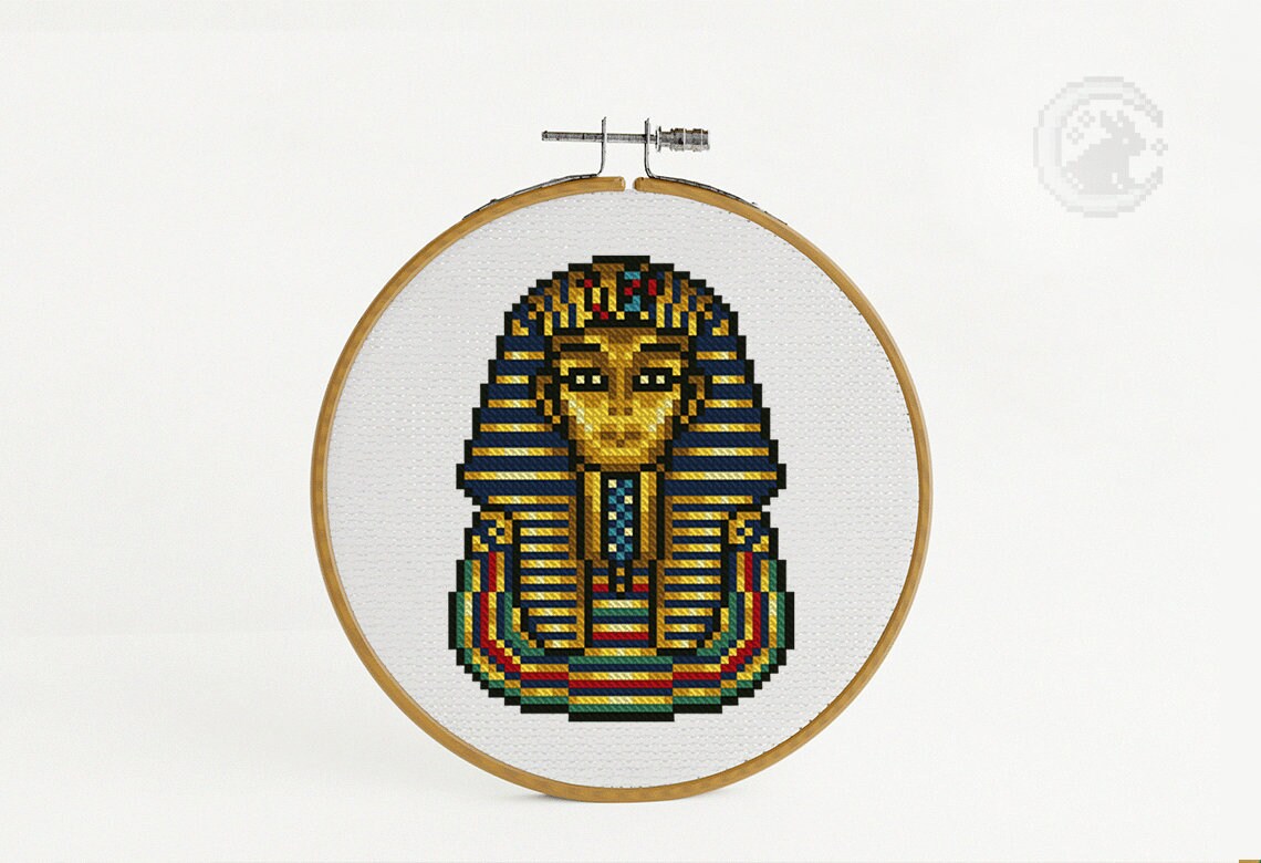 Cross Stitch Pattern - Tutankhamun Gold Mask - Egyptian Pharaoh - PDF ...