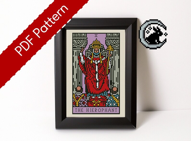 Tarot Card Cross Stitch Pattern the Hierophant Major - Etsy
