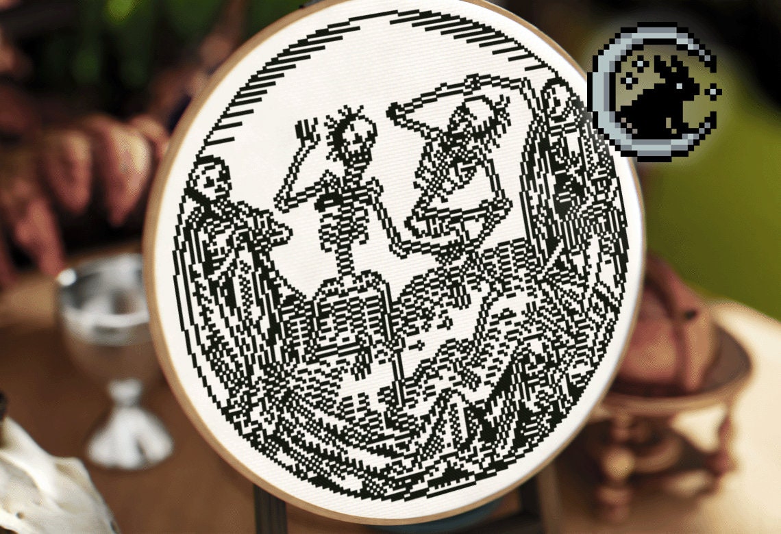 Cross Stitch Pattern - Skeletons Dancing - Danse Macabre - Medieval ...