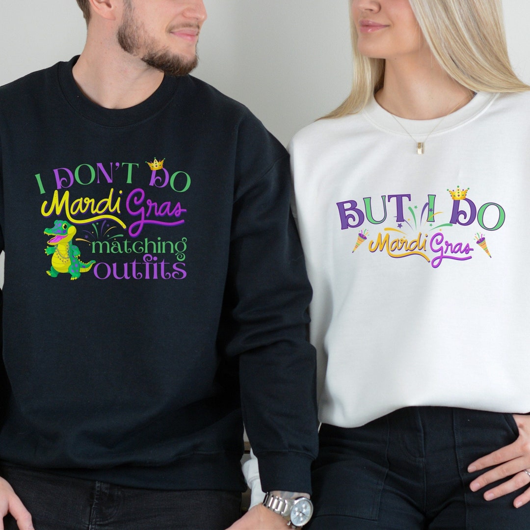 Mardi Gras Couple Matching Sweatshirts, Mardi Gras Carnival Crewneck ...
