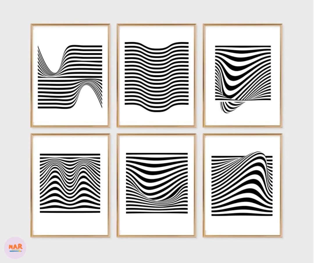 Black and White Line Art Print 6 Piece Set Templateeditable - Etsy