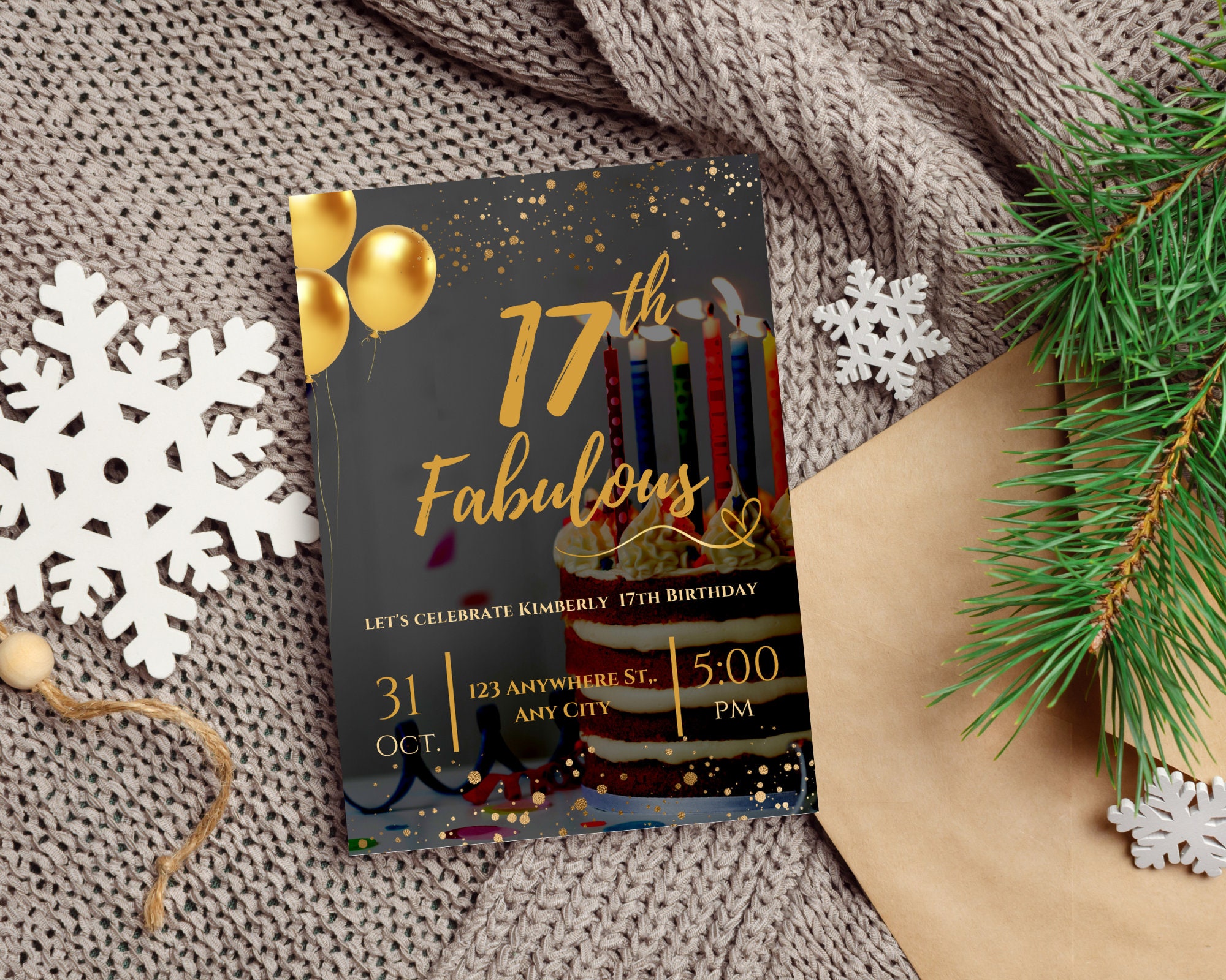 Modern Birthday Invitation Template Instant Download Boho - Etsy