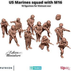 US Marines Infantry Squad With M16, Eskice Miniatures, Vietnam War ...