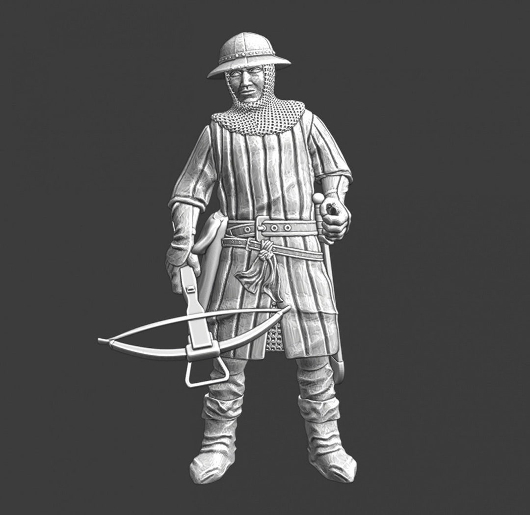 Northern Crusades Miniature, Medieval Crossbow Soldier Preparing, Role ...