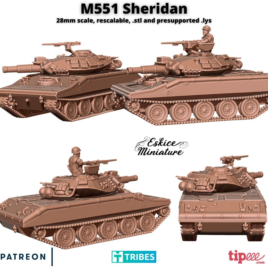 US M551 Sheridan Tank, 2 Turrets, Eskice Miniatures, Vietnam War, 15mm ...