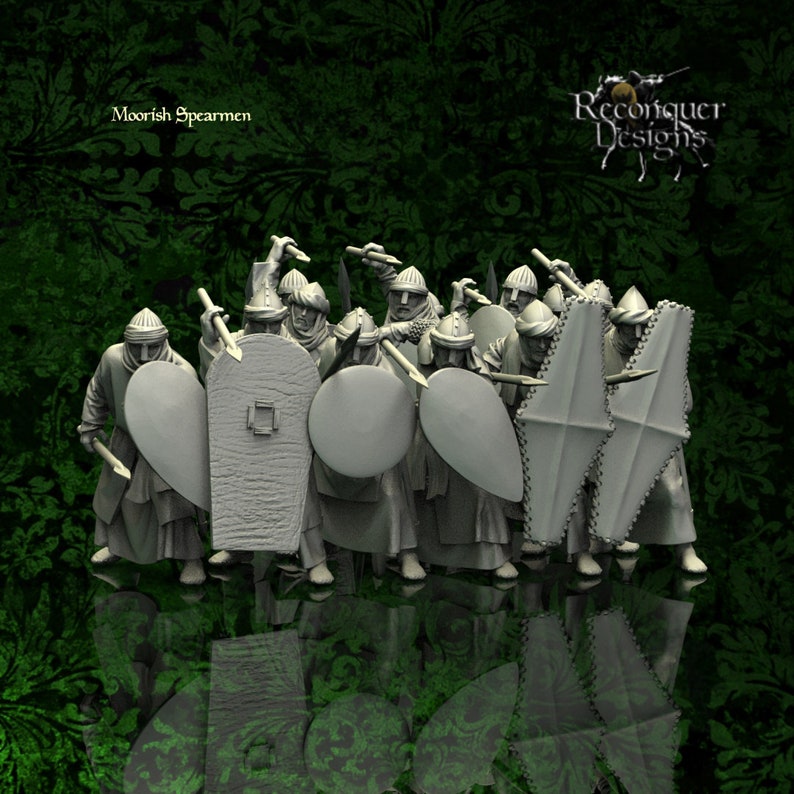 Reconquer Designs, Miniatures, Medieval Moorish Spearmen, 28mm, 20mm, 1 ...