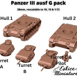 WW2 German Panzer III Ausf G Tank W/ Pilot, Eskice Miniatures, 15mm ...