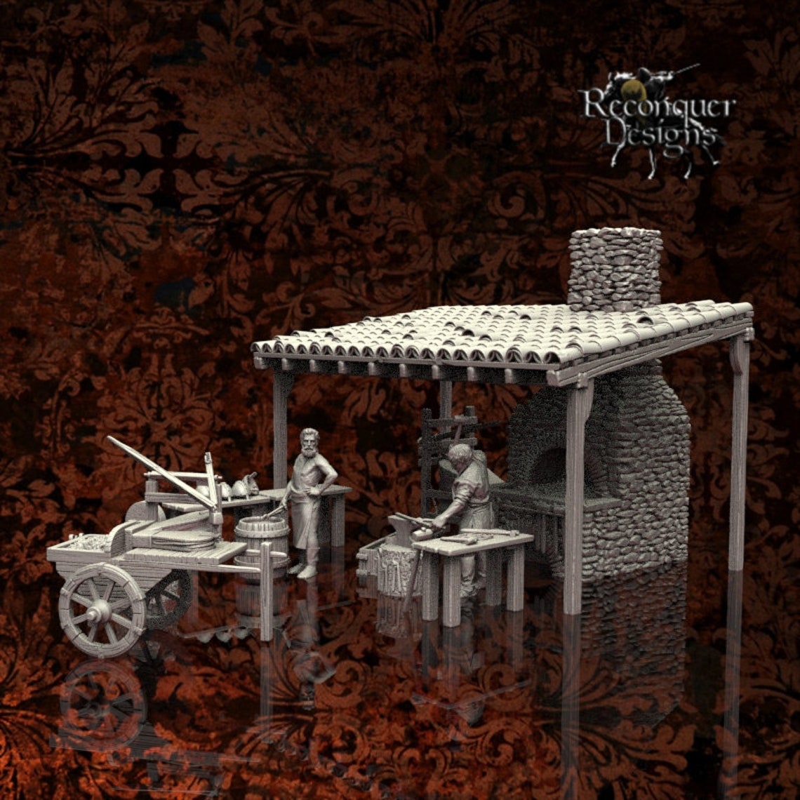 Reconquer Designs Caballero Miniatures Blacksmith Scene - Etsy
