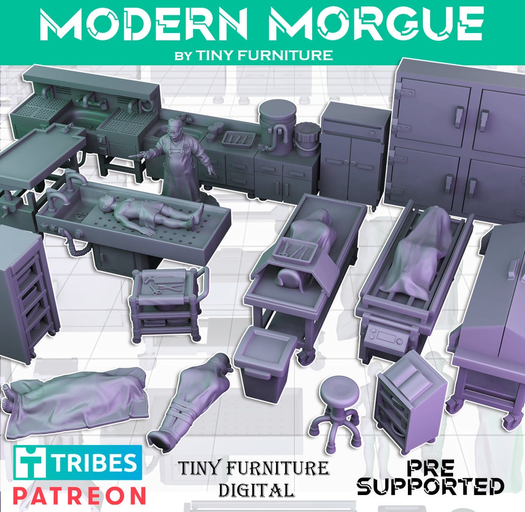 Modern Morgue Scatter Terrain Scenery Props Minifigures 28mm 32mm 35mm ...