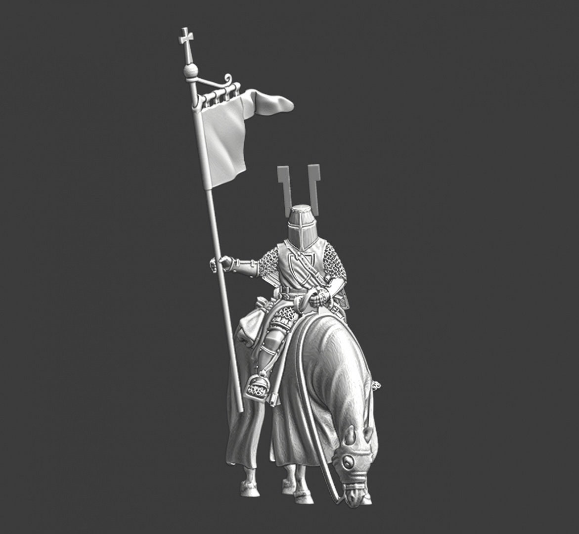 Northern Crusades Miniature, Medieval Mounted German Knight W/ Banner ...