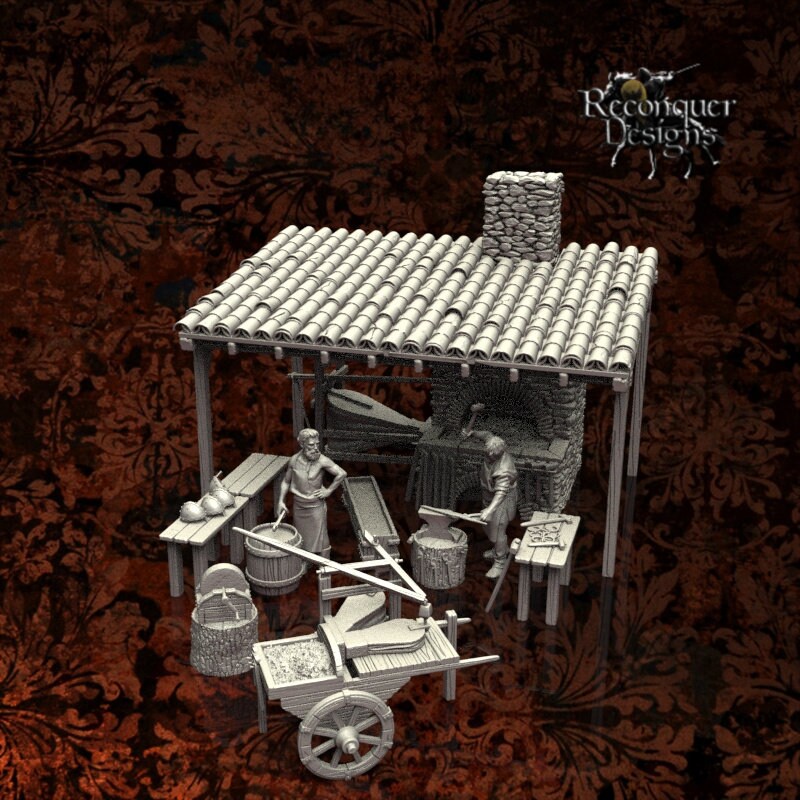 Reconquer Designs Caballero Miniatures Blacksmith Scene - Etsy