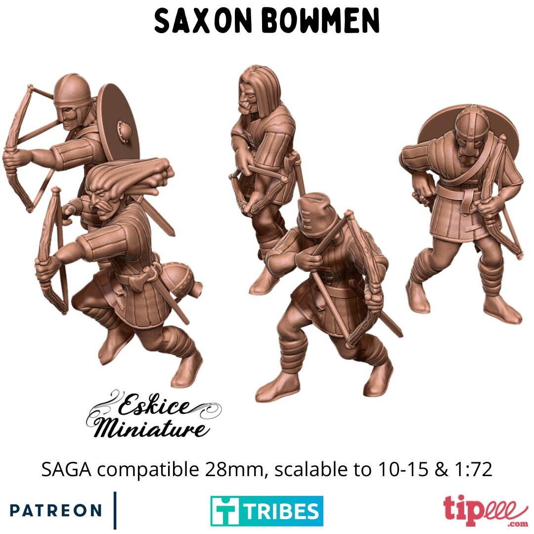 Medieval Dark Ages Saxon Bowmen, 5 Archer Set, Eskice Miniatures, 15mm ...