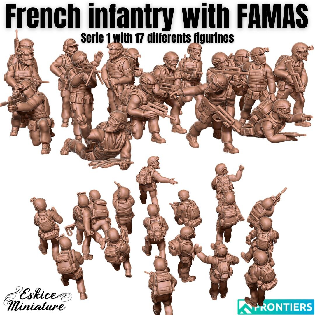 Modern French Army Infantry With FAMAS Rifles, Eskice Miniatures, Wargaming, 15mm, 20mm, 28mm ...