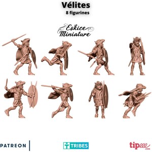 Roman Republic Velites, Eskice Miniatures, 8 Skirmisher Figures ...