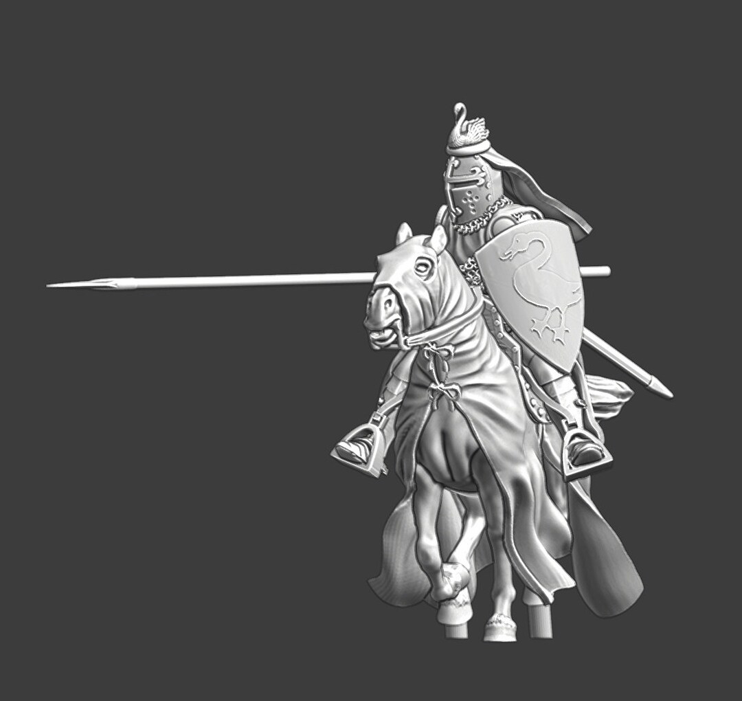 Northern Crusades Miniature, Medieval Mounted Knight Sir Swan, Swan ...