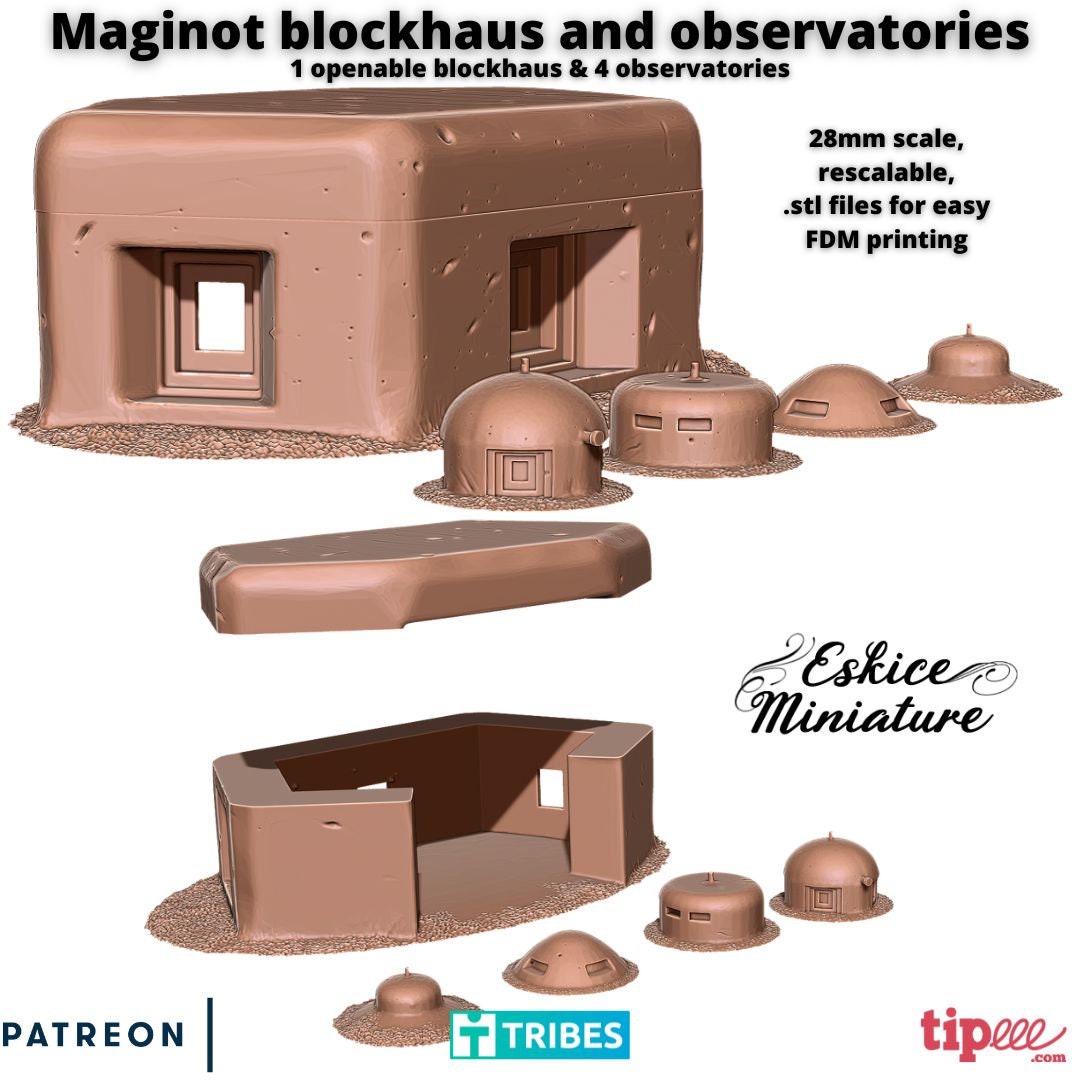 Maginot Line Bunker & Observatories Terrain, Eskice Miniatures, WW2 ...