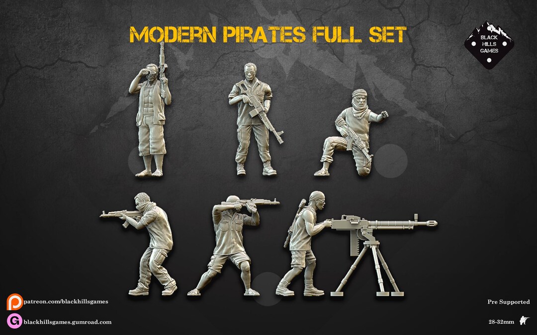 Black Hills Games, Modern Pirates Full Set, 7 Miniatures, 15mm 20mm ...