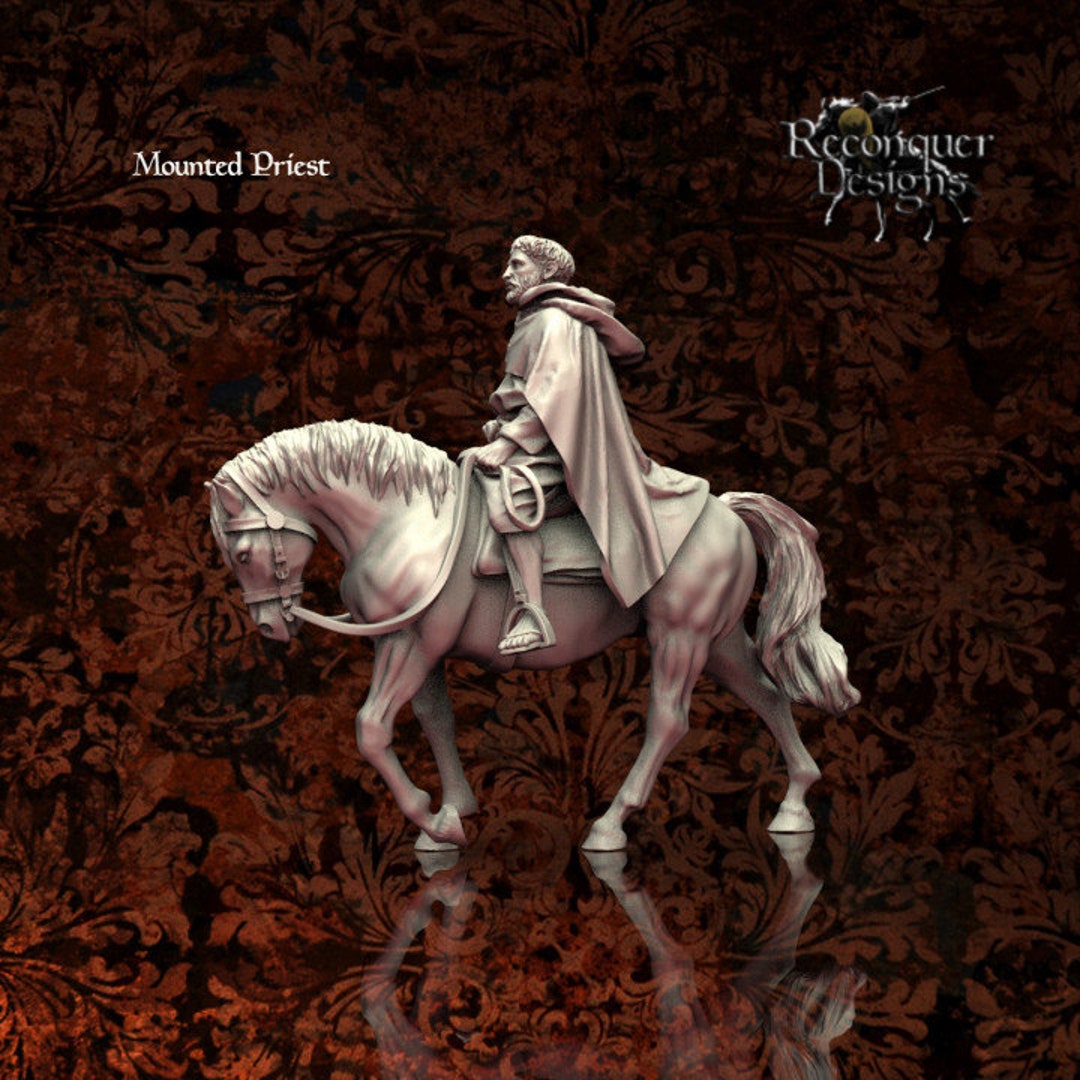 Reconquer Designs, Caballero Miniatures, Mounted Priest, Medieval, Dnd ...