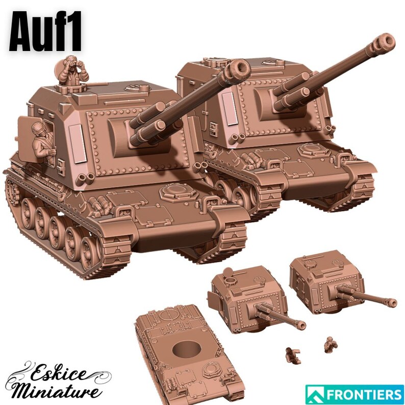 Modern French Army AMX-30 Auf1 Artillery Tank, Eskice Miniatures, Wargaming, 15mm, 20mm, 28mm ...