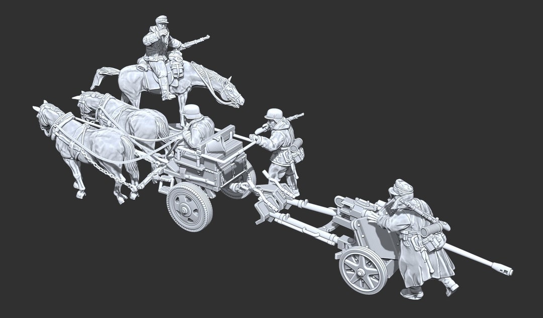 Pak38 & Limber With Crew Set, Heroic 28mm, 1/56, 54mm, Bolt Action ...
