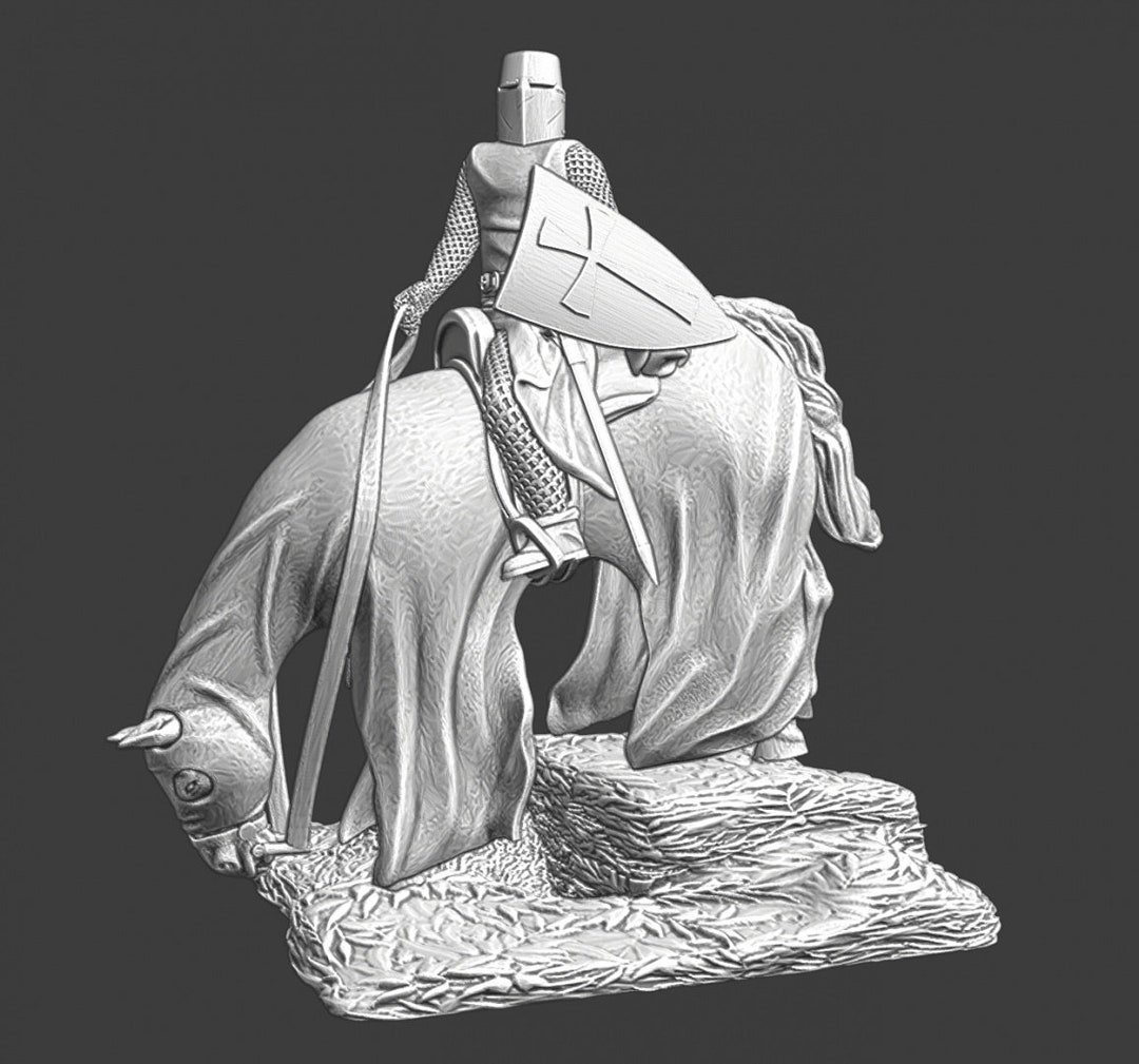Northern Crusades Miniature, Medieval Mounted Crusader Knight Resting ...