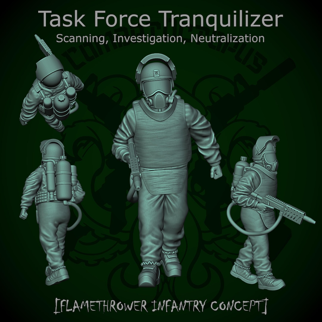 Combat Octopus, Modern Miniatures, Taskforce Tranquilizer Flamethrower Concept, Multi-part Kit ...