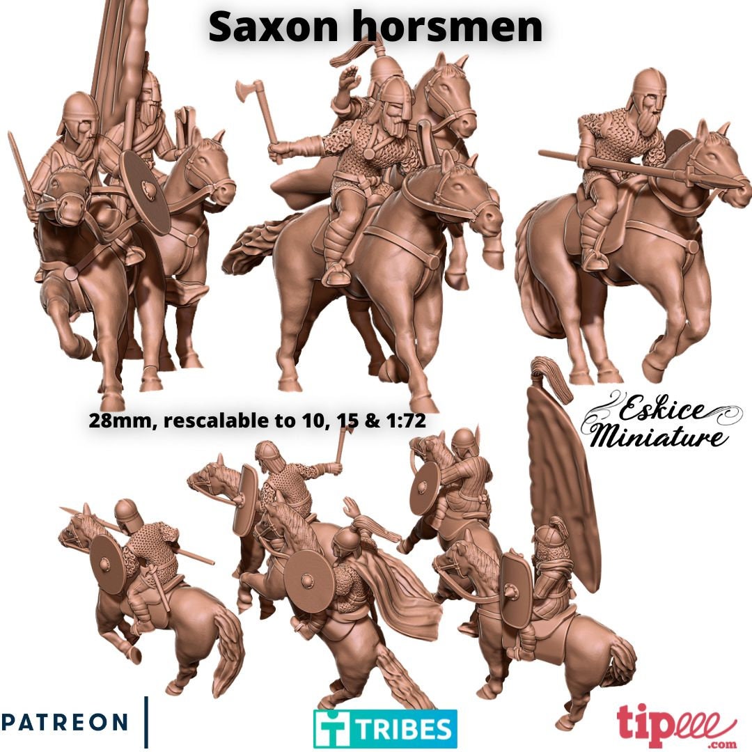 Dark Age Saxon Horsemen Cavalry Set by Eskice Miniatures, 15mm 20mm ...
