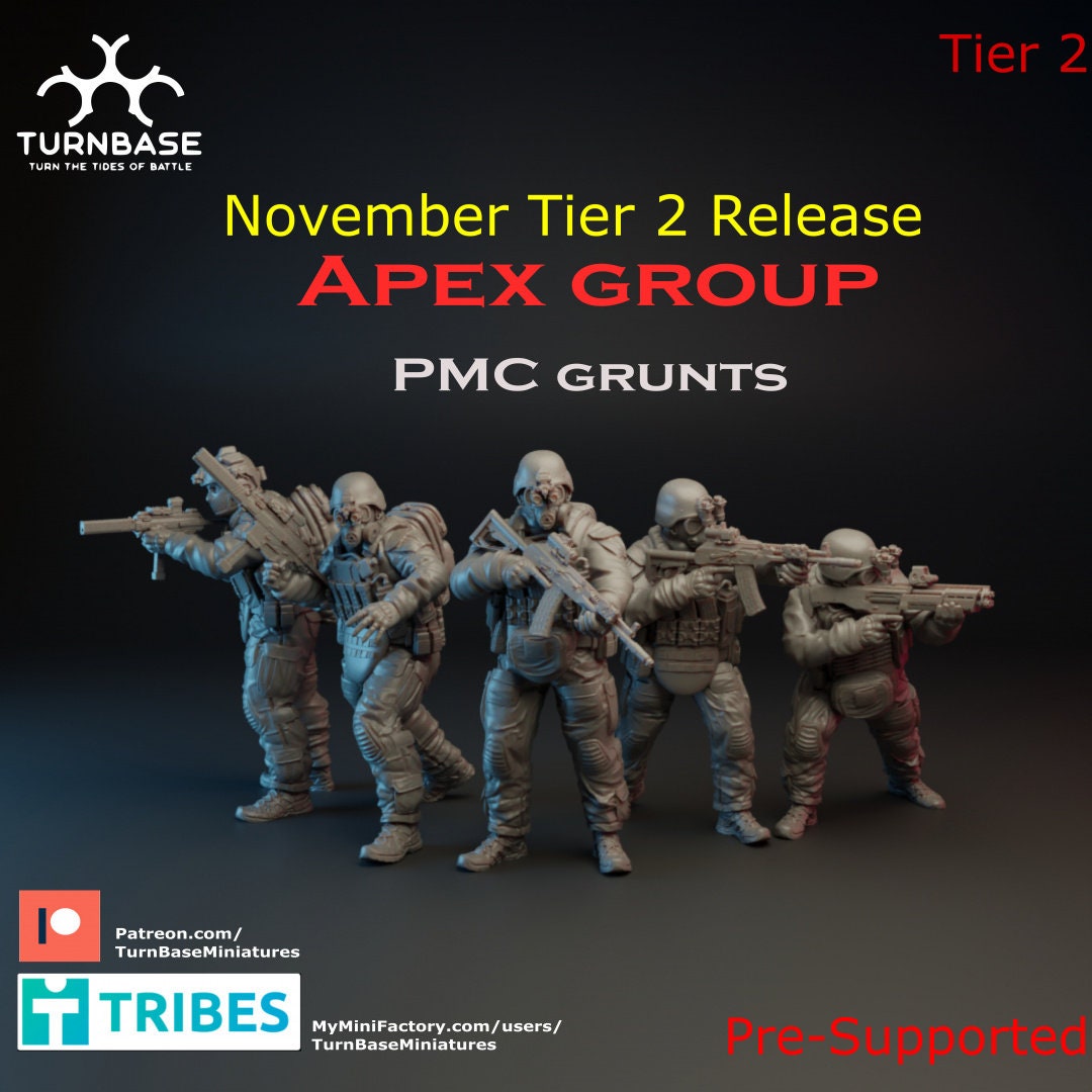 Apex Group PMC Grunts by Turnbase Minifigures, 15mm 20mm 28mm 32mm 54mm Modern Miniatures for ...