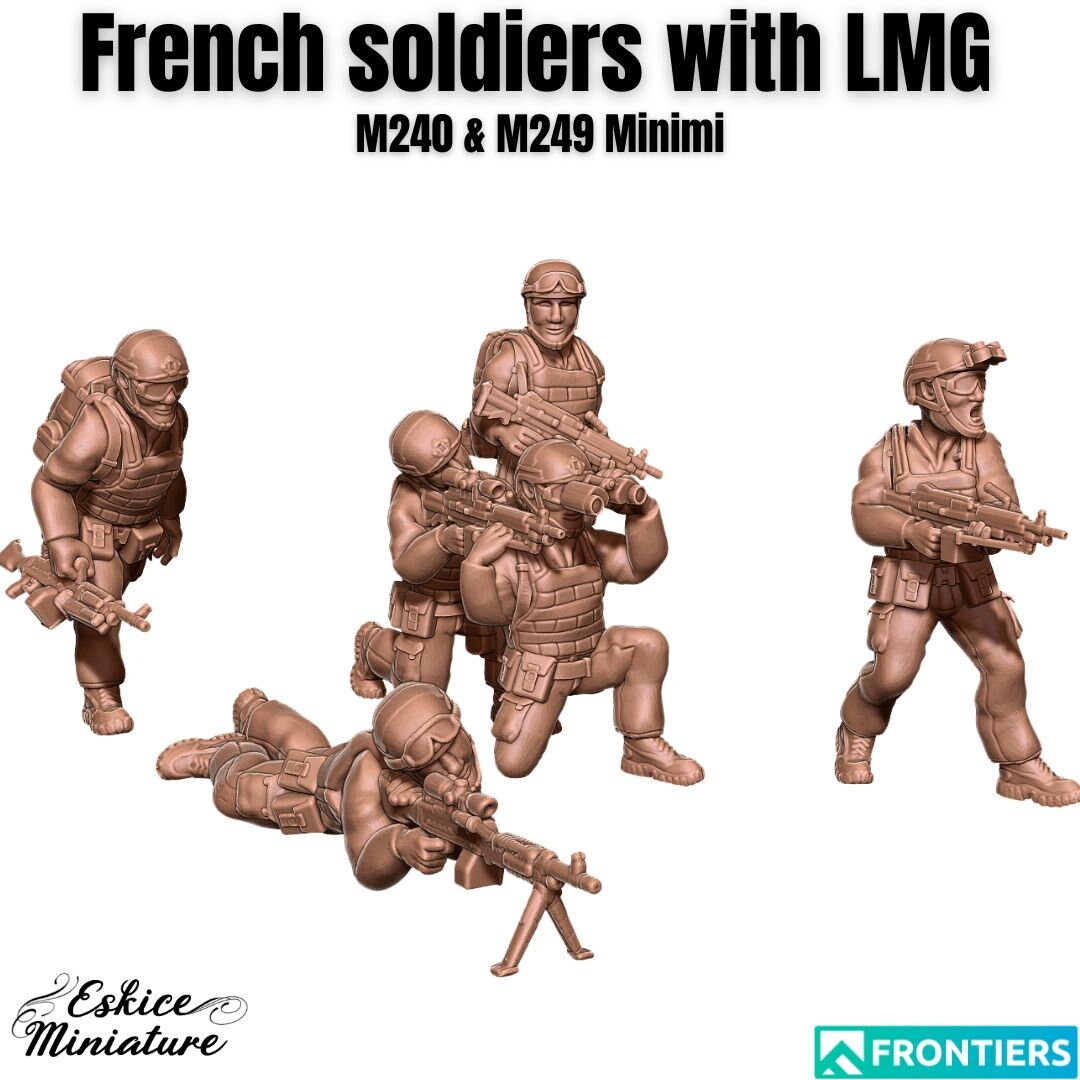 Modern French Army Infantry W/ LMG M240 & M249, Eskice Miniatures ...