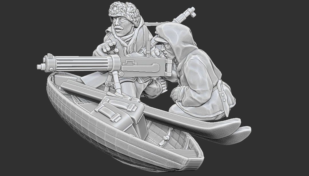 Just Some Miniatures, WW2, Finnish Jaakari MG Maxim Team on Sled, 28mm ...