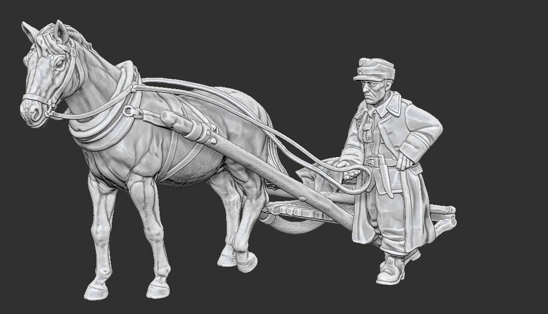 Just Some Miniatures, WW2, Finnish Army Horse & Sled, 28mm, 54mm, Bolt ...