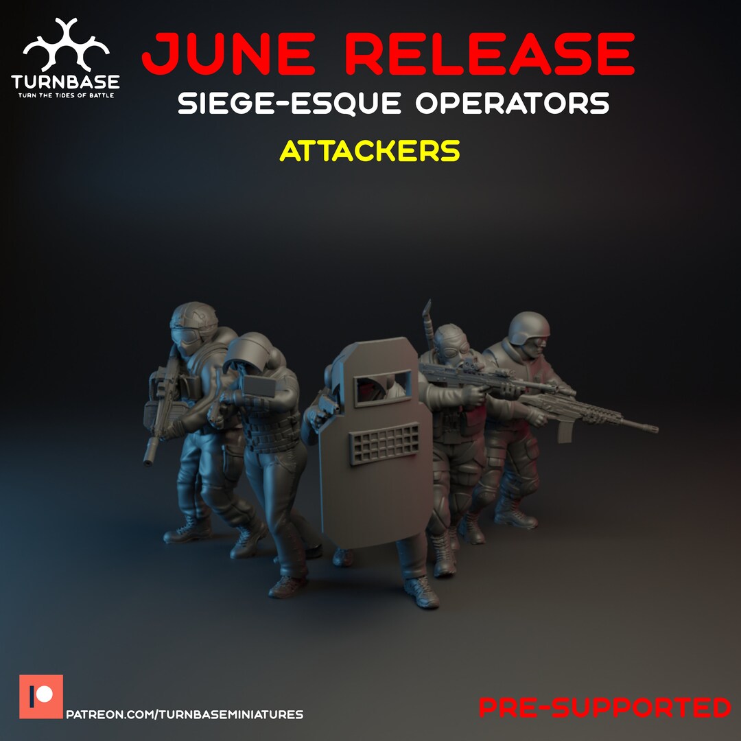 Modern Siege Operators Attackers 5 Minifigures, 15mm 20mm 28mm 32mm ...
