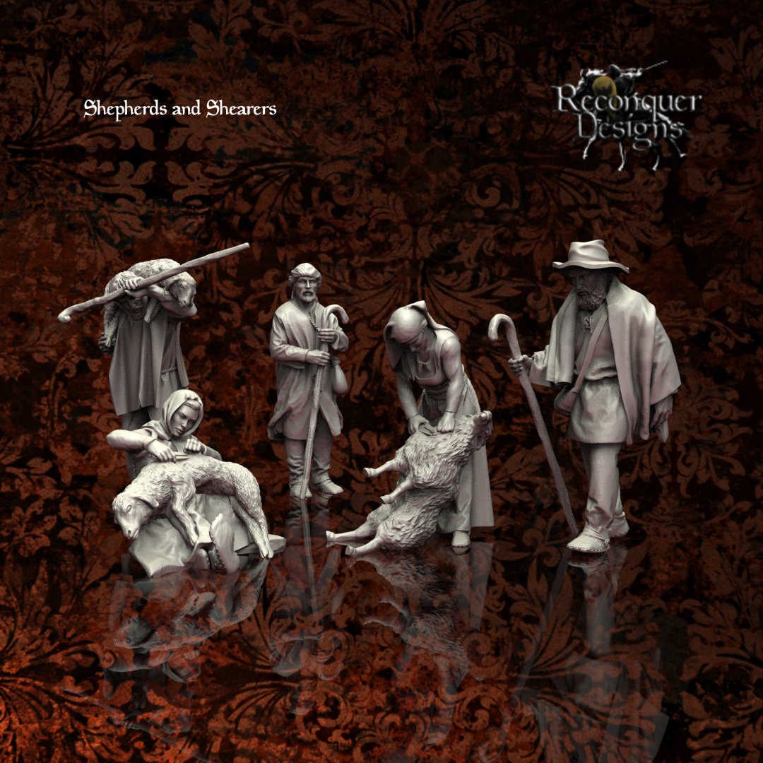 Reconquer Designs, Caballero Miniatures, Shepherds & Sheep Shearers ...