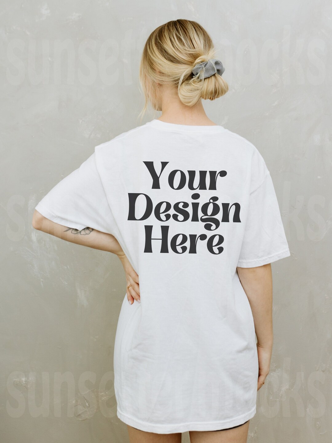 Comfort Colors 1717 Back Mockup, White Comfort Colors C1717, Back ...