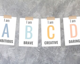 Affirmation Alphabet Flashcards ABC Flashcards Nursery Decor Playroom ...