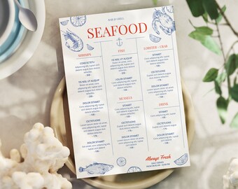 Printable Seafood Menu - Etsy