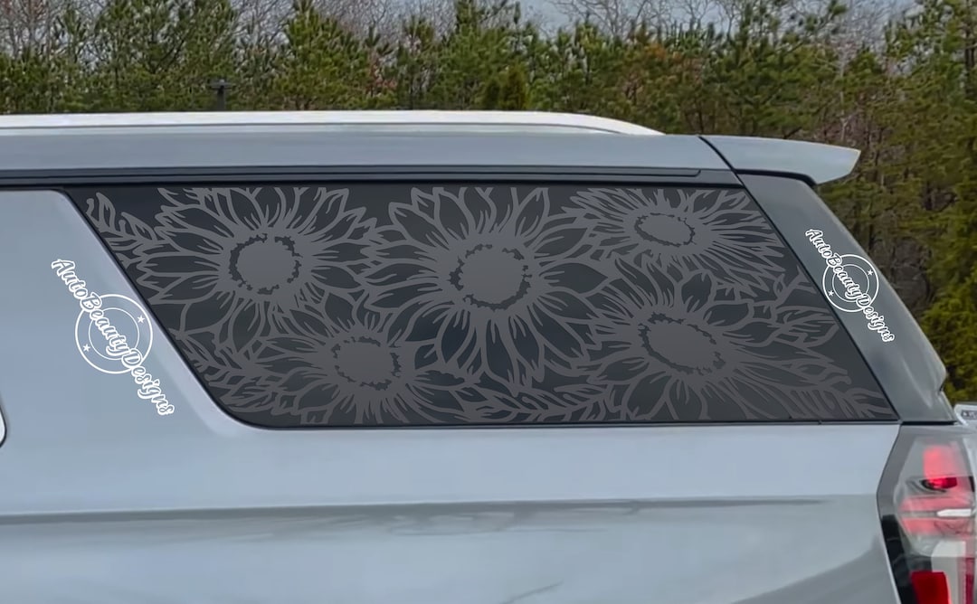 Fits 2021-2026 Chevy Suburban Rear Side Window Floral Sunflowers ...