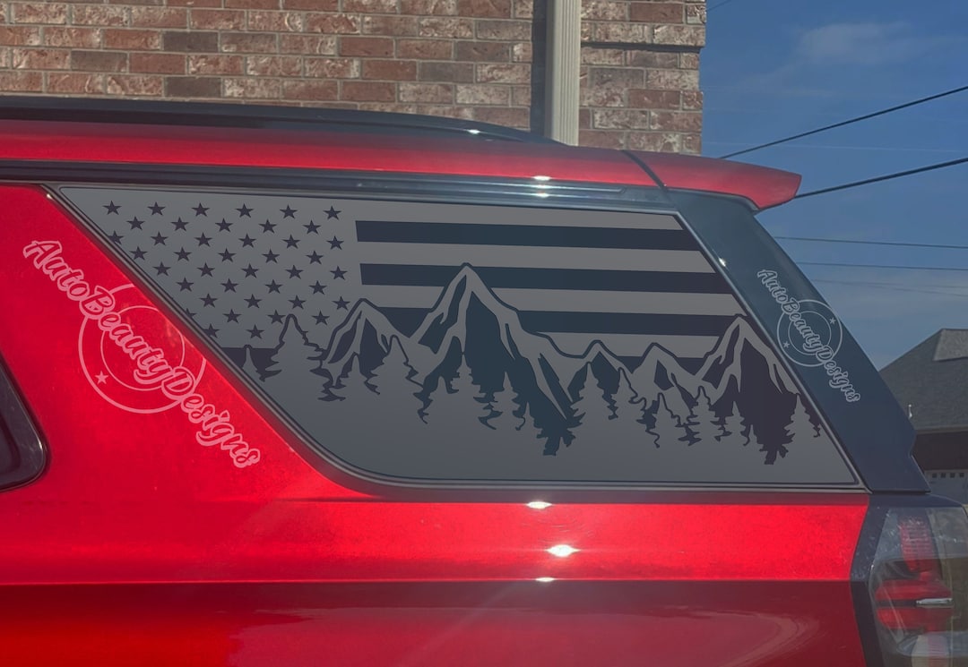 Fits 2021-2026 GMC Yukon Rear Side Window American Flag Mountain Tree ...