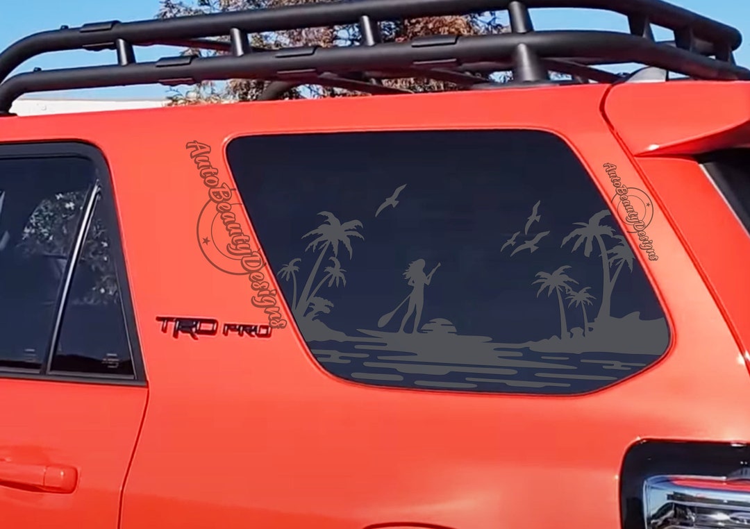 Fits 2010-2024 Toyota 4RUNNER Rear Side Window Paddle Boarder Beach ...
